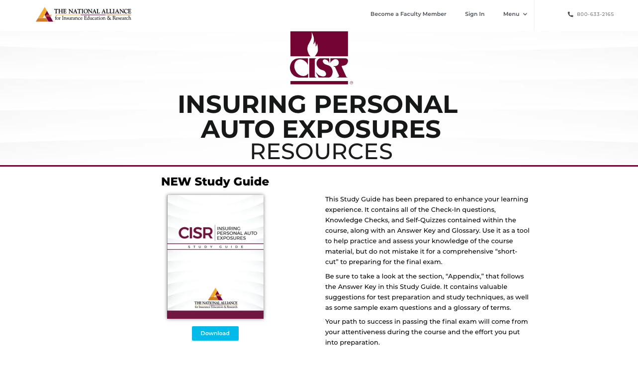 CISR Insuring Personal Auto Exposures Resources